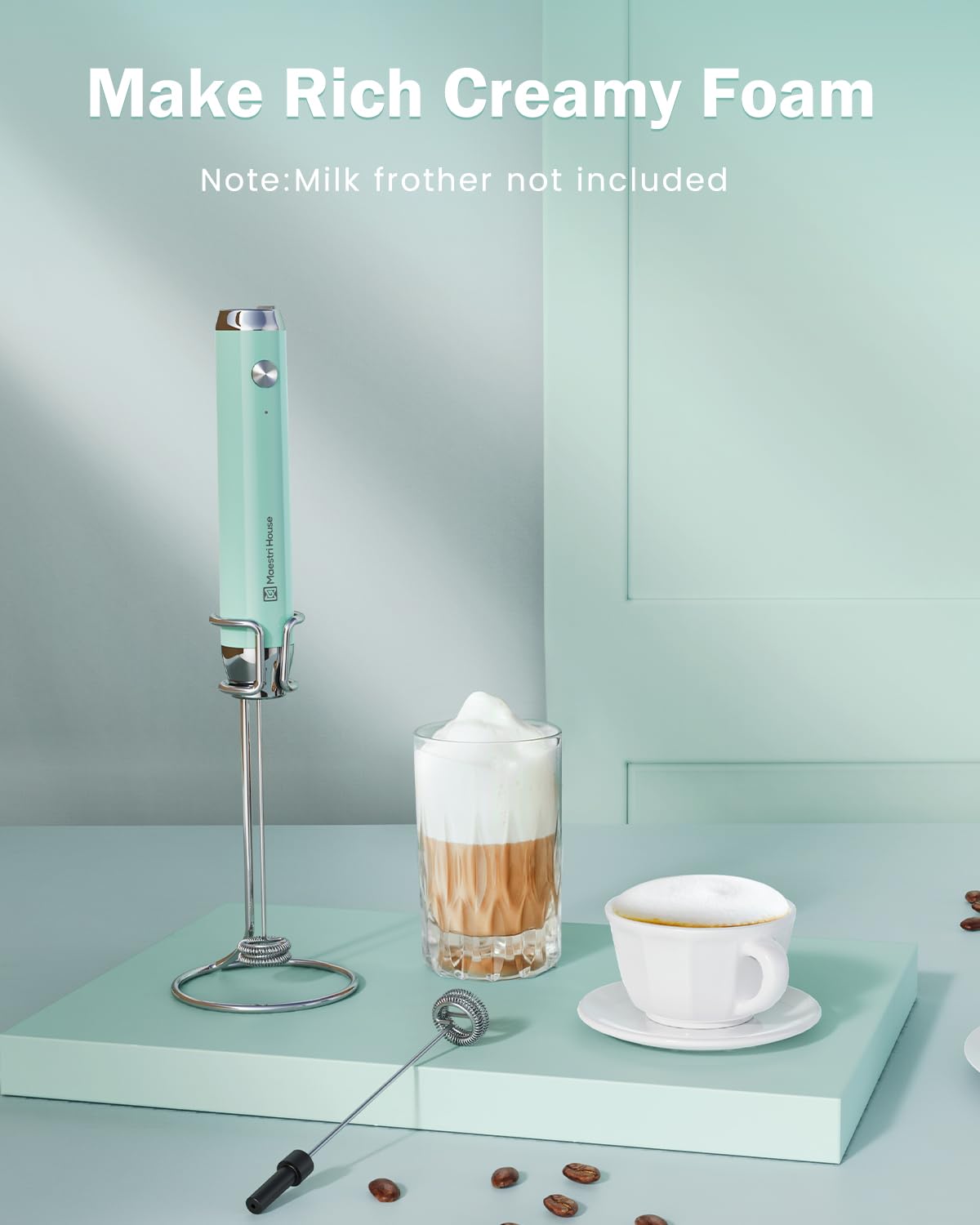 Maestri House Rechargeable Milk Frother Whisk Rods (2 Pcs)