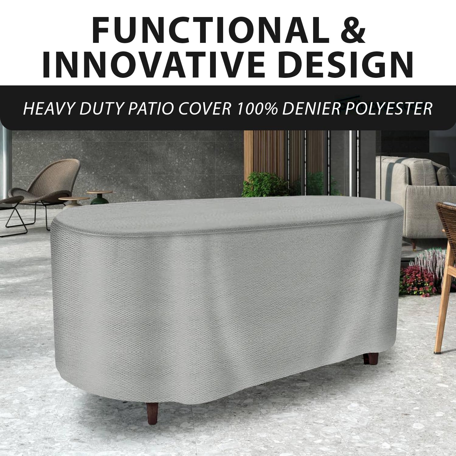 Patio Large Waterproof Oval Table Cover - Outdoor Patio Table Washable - Heavy Duty Furniture 84X42X28 Inch Oval Table Cover