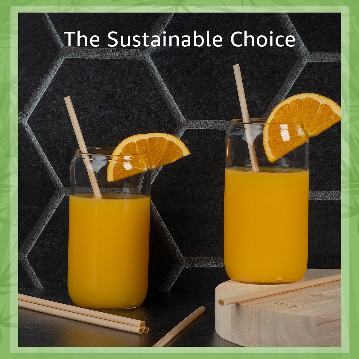 Ibambo 250 Pack Disposable Bamboo Powder Straws - 7.88" Compostable Single Wrapped Drinking Straws | Durable Disposable Straws for Hot & Cold Drinks | Biodegradable Straws for Commercial or Home Use
