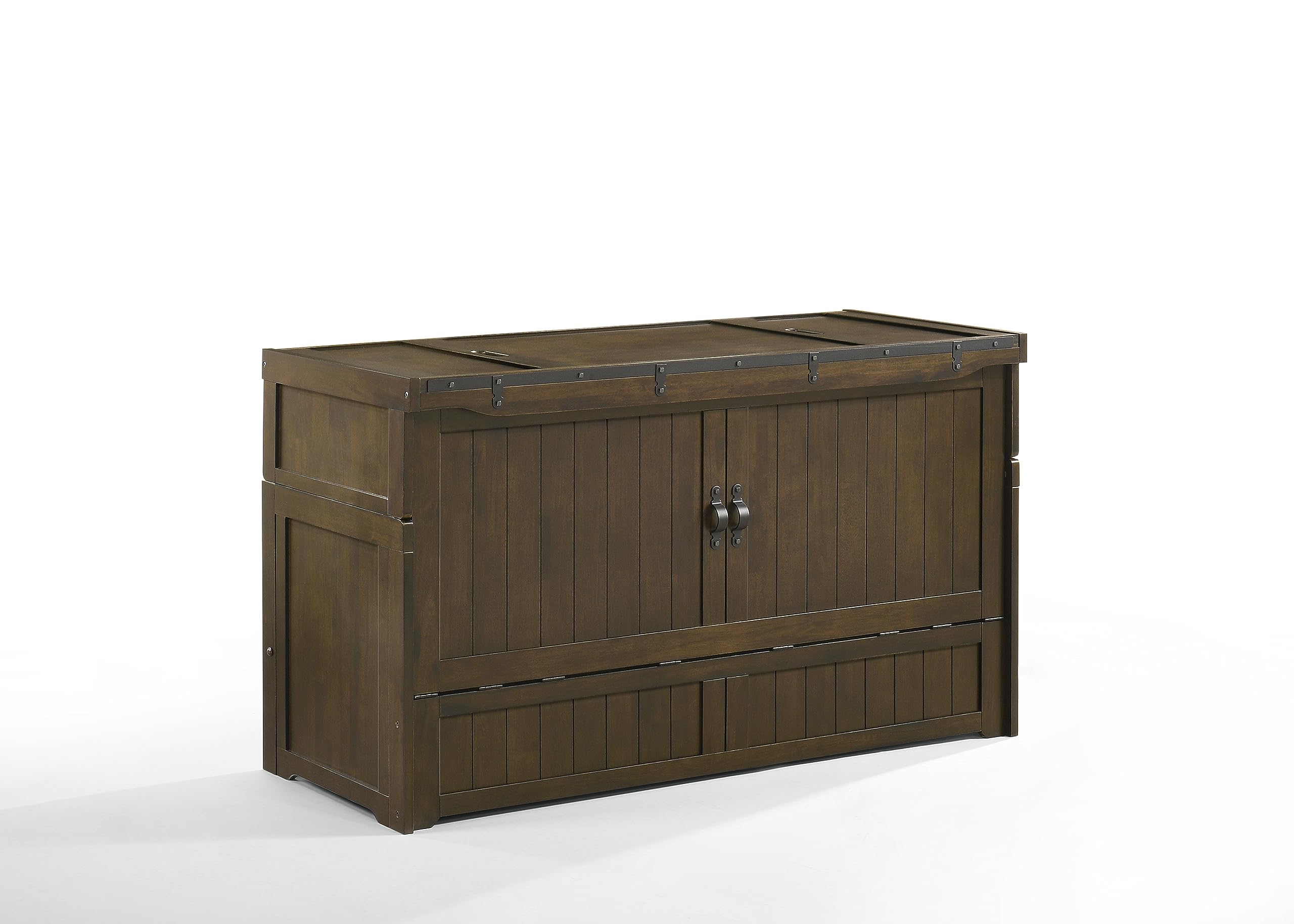 Night & Day Furniture Murphy Cube Cabinet Bed (Rustic Brown w/Ranchero Hardware, Queen Pre-Assembled)