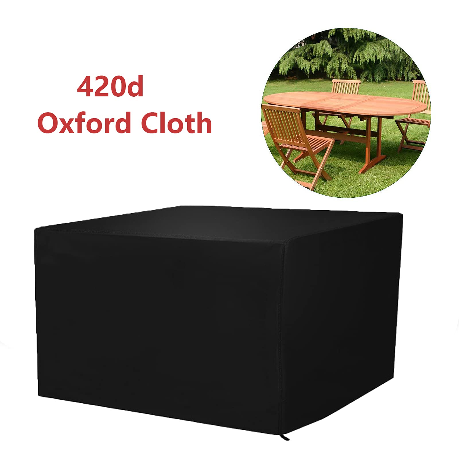 Patio Table Covers Square 45x45x28in, Patio Furniture Covers Table and Chairs, Outdoor Dining Table Set, Waterproof, Tough Canvas, for Bad Weather Rain Winter Snow