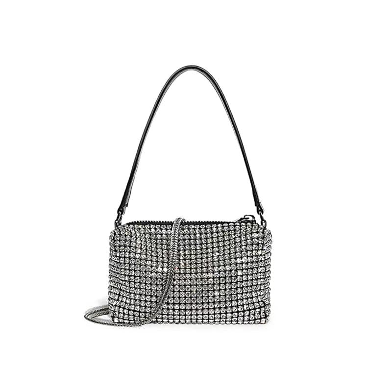 JOSEKO Women's Clutch Party Glitter Elegant Rhinestone Purse Crystal Evening Bag Envelope Bag Rhinestone Clutch with Chain Suitable for Wedding Wedding Prom Diamond-Small