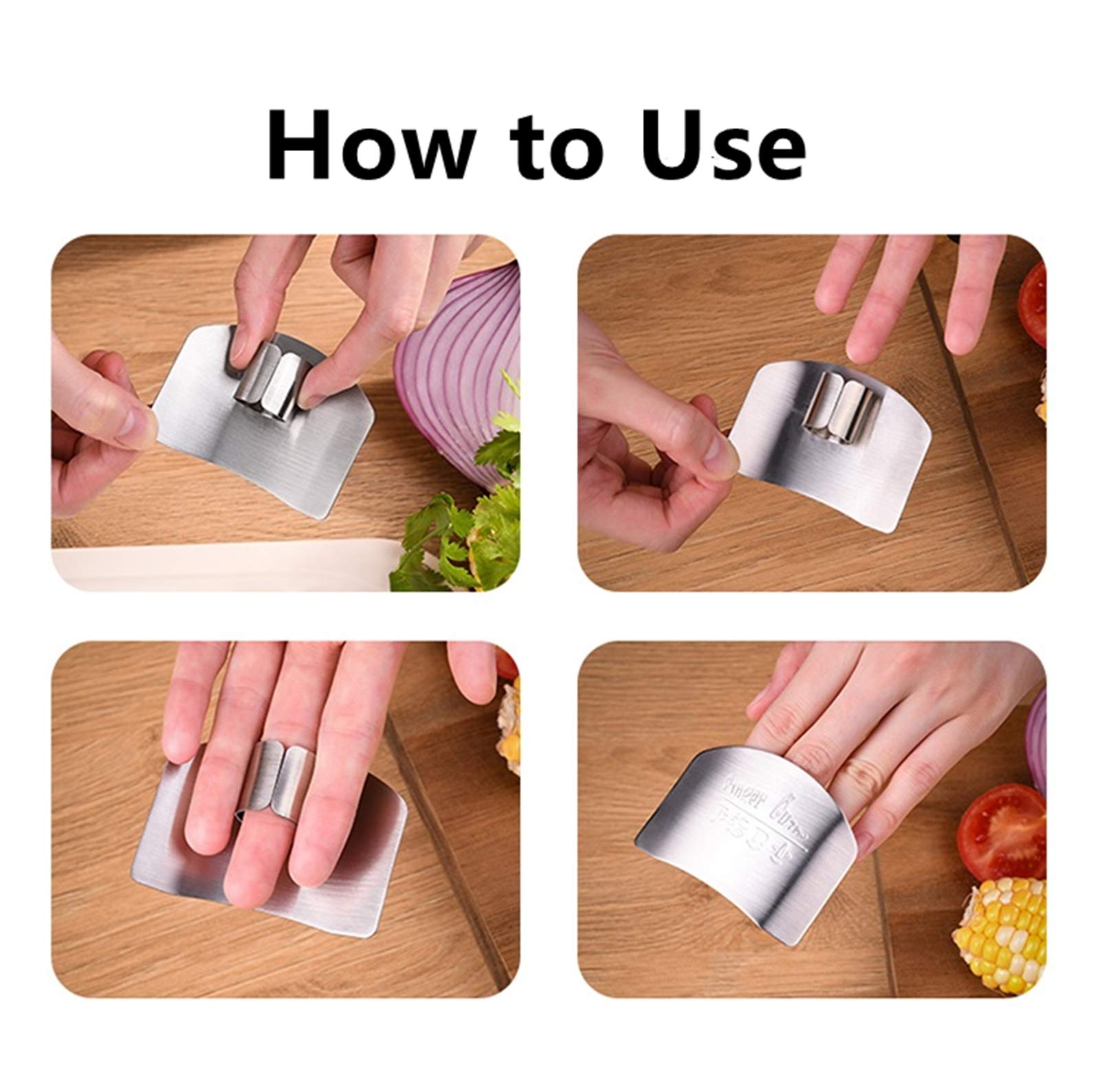 NAMERDA Finger Guards For Cutting, 2PCS Kitchen Tool Stainless Steel Finger Guard Finger Protector, Avoid Hurting When Slicing and Dicing Kitchen Safe Chop Cut Tool