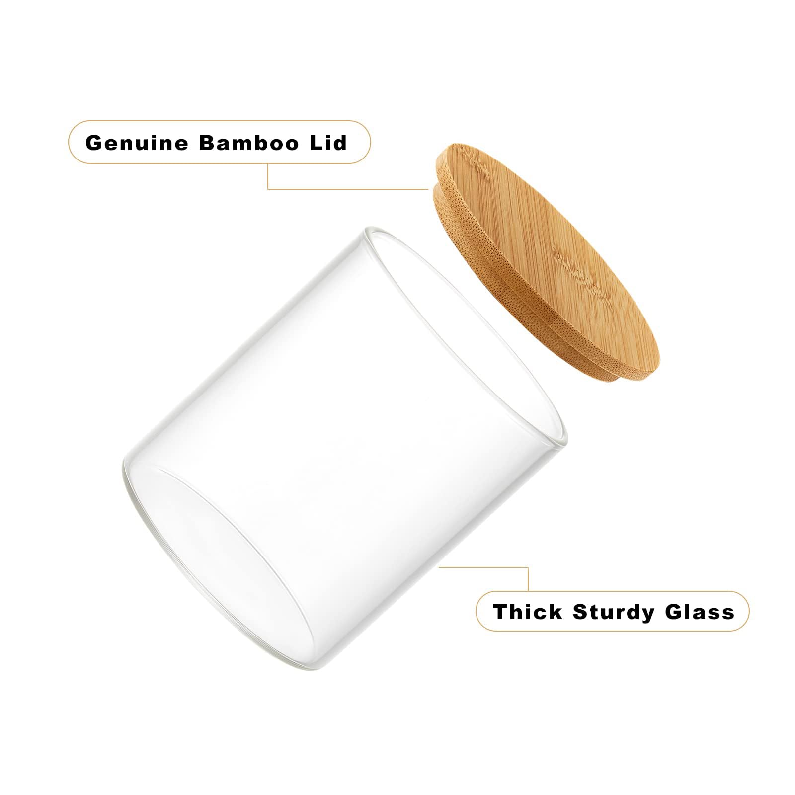 INIUNIK 3 Pack Glass Qtip Holder Bathroom Set, Clear Apothecary Jars with Lids, Cotton Ball Swab Round Holder Bathroom Essential Canisters Accessories for Organization and Storage