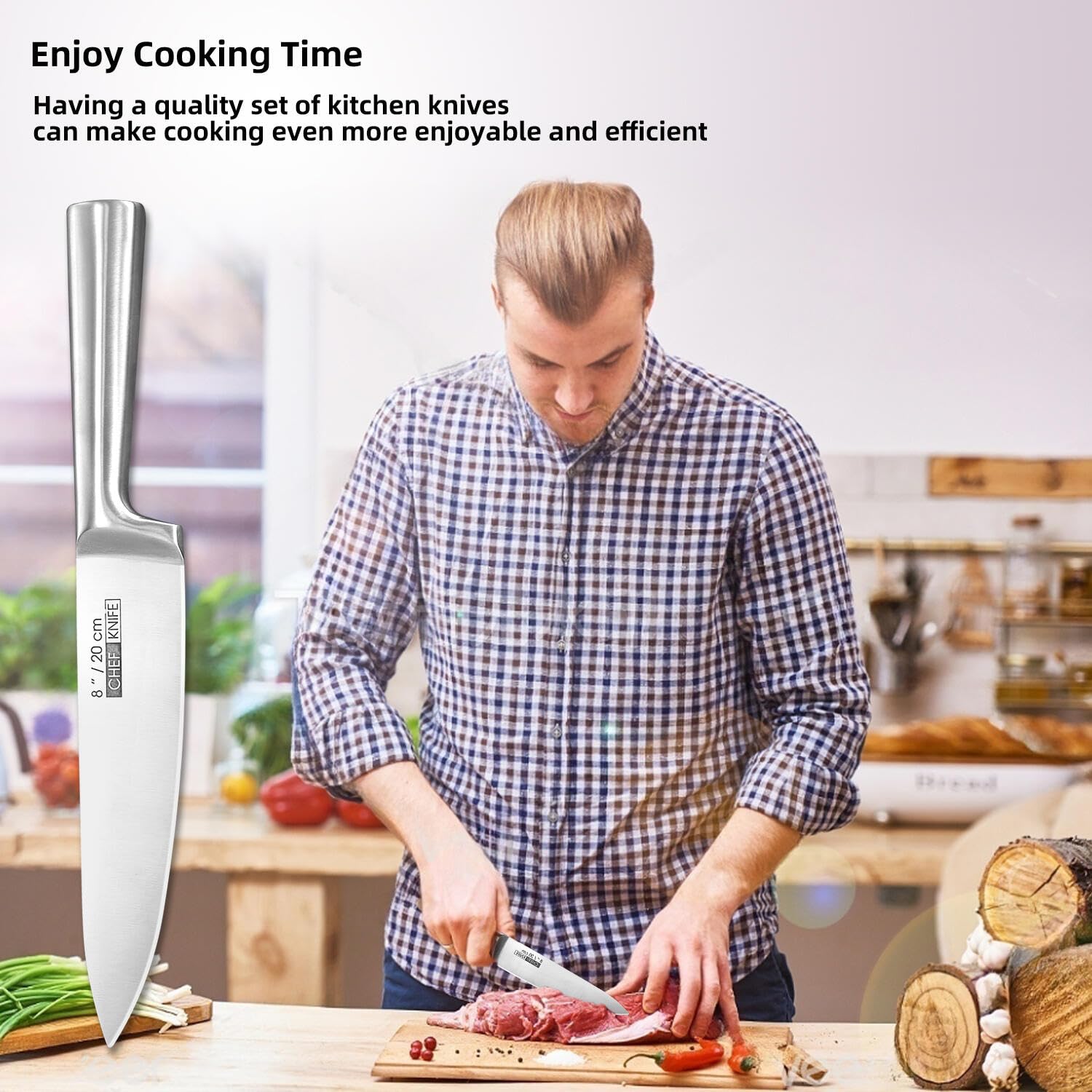 KOFERY 5 Piece Professional Kitchen Knife Set, Integrated Ergonomic Handle with High Carbon Stainless Steel Blades - Sharp Chef Knife Set for Multipurpose Cooking, Gift Box Included