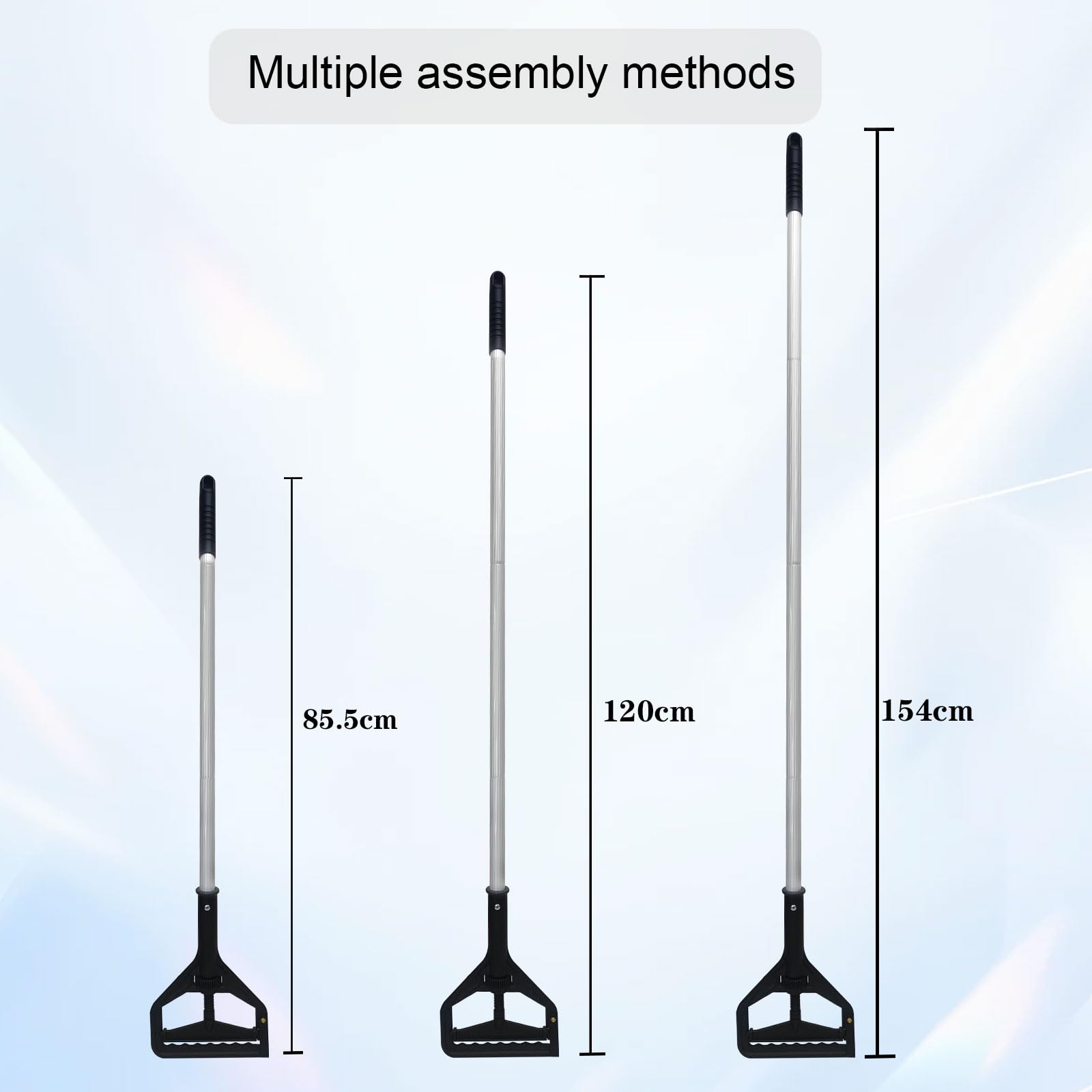 KLHB-YF 60" Heavy Duty Fiberglass Wet Mop Handle,Screw Clamp Mop Handle, Aluminum Rod, 60”, Heavy Duty Commercial Industrial Mop Handle for Floor Cleaning-Black