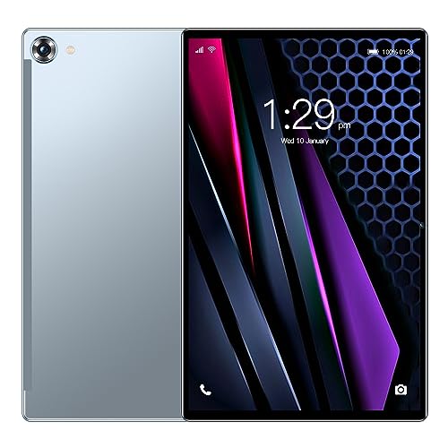 deriny PA13 10 inch Android Tablet,1080p Full HD,Long Lasting Battery,Dual Camera,6GB RAM 128GB ROM,Dual SIM,WiFi,GPS,Bluetooth,Fire HD Kids Tablet,Widely Compatible with App(Silver)