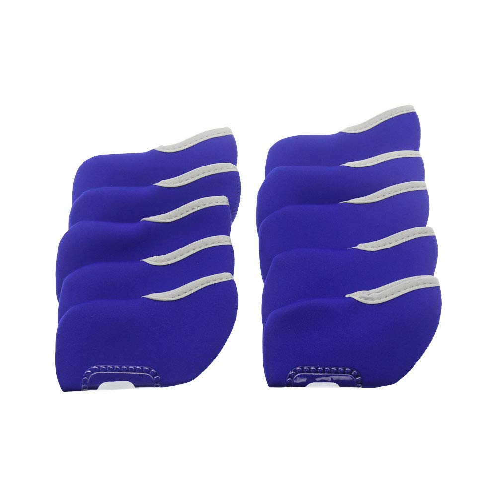 Dark Horse 10pcs Water-resistant Neoprene Golf Iron Club Head Cover Protector with See Through Plastic Window Fit well-Blue