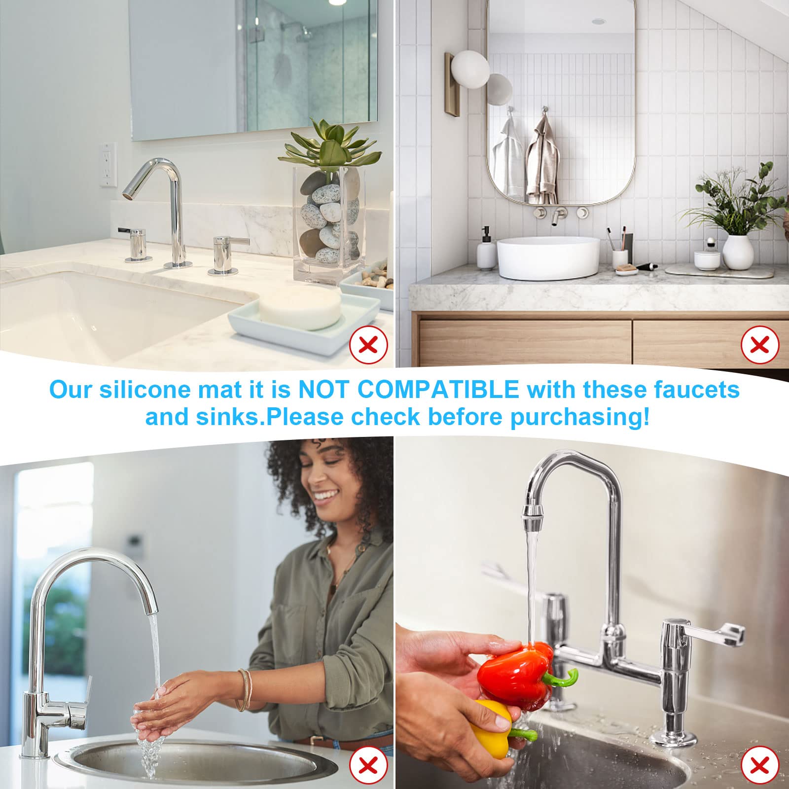 Derlights Silicone Sink Splash Guard Mat,30" X 5.7" Silicone Sink Faucet Mat,Kitchen Faucet Splash Mat,Sink Drain Pad Behind Faucet, Faucet Handle Drip Catcher Tray for Kitchen, Bathroom