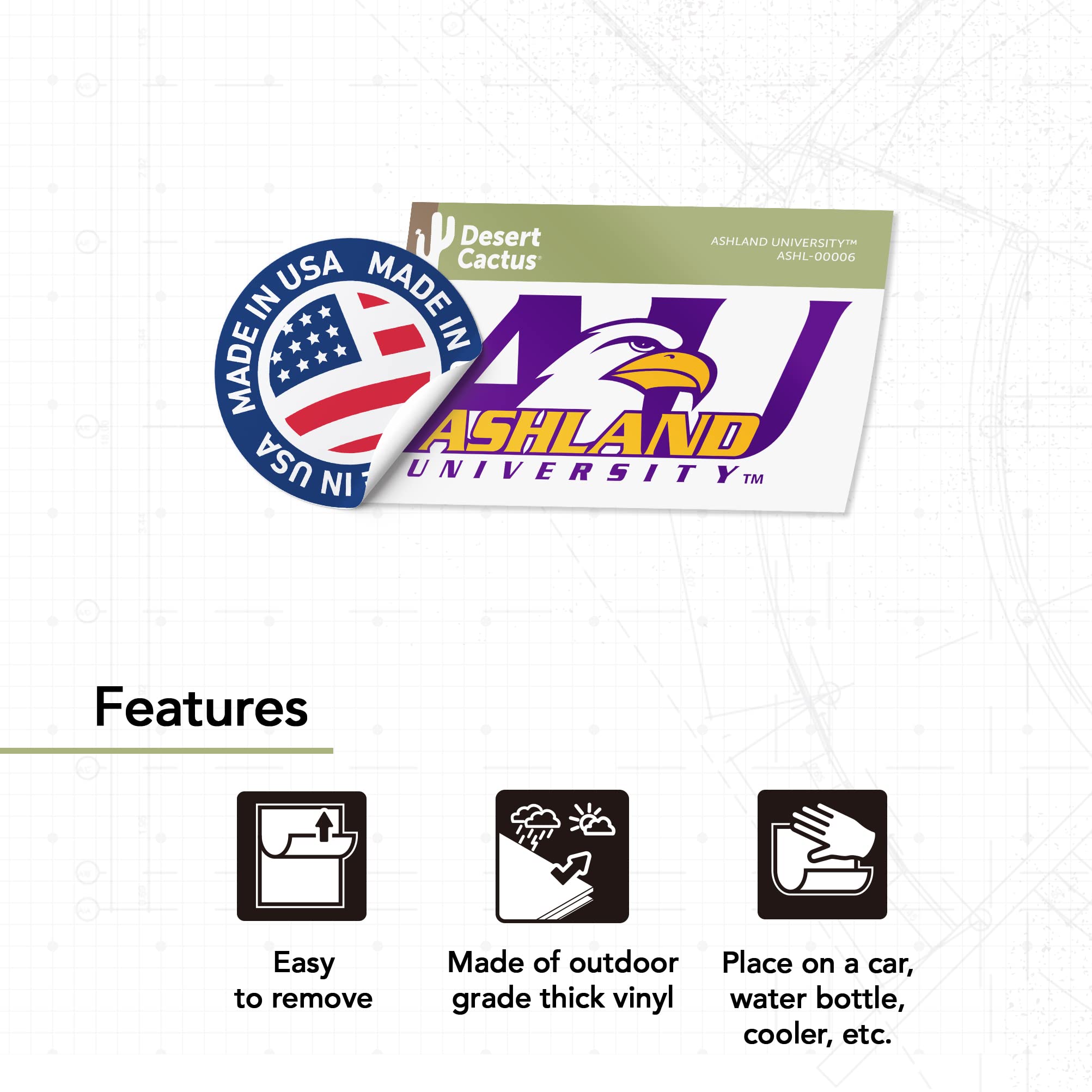 Desert Cactus Ashland University Eagles Vinyl Decal Laptop Water Bottle Car Scrapbook Sticker (IND 00006)