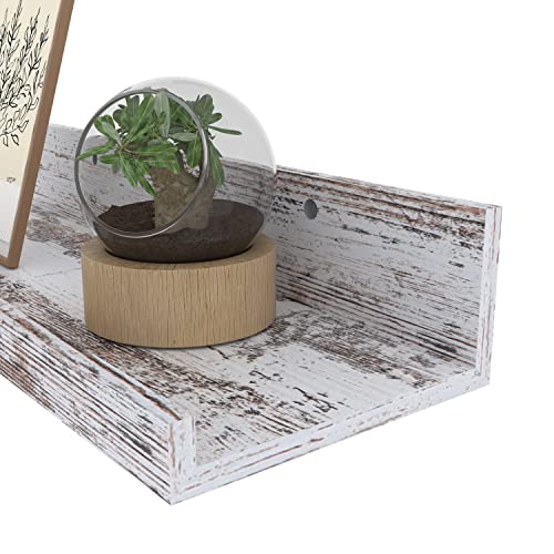 Lavezee 16 Inch Rustic Floating Shelves for Wall Set of 3 and 4x6 Black Picture Frames Set of 6