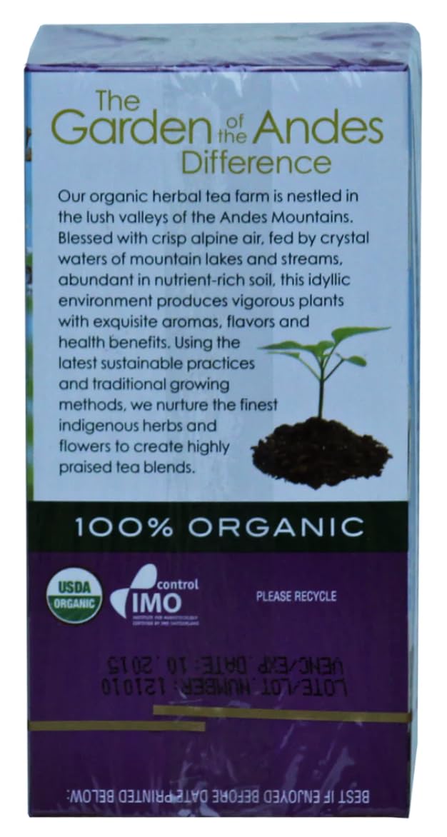 Garden of the Andes Herbal Organic Decaf Lemon Verbena Hot Tea Bags, 0.9 oz, 20 Tea BagCount