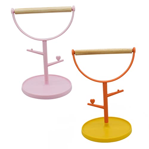 Ipetboom Wooden Toys Wooden Parrot Perches Stand Platform: 2Pcs Bird Playground Parrot Playstand Bird Hanging Swing Toy Parrot Bite Play Toy Birds Cage Accessories Desktop Toys Chew Toys