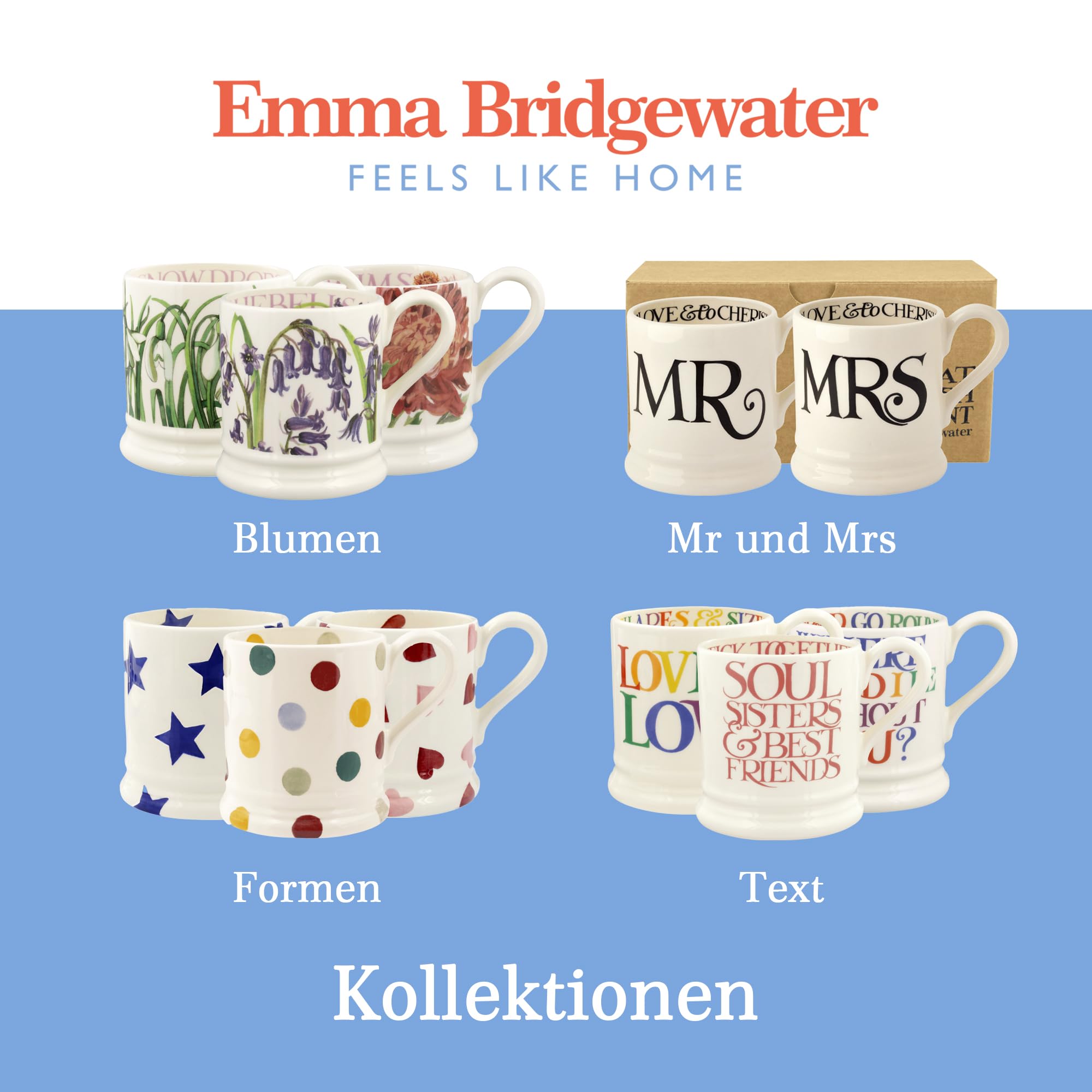 Emma Bridgewater Boho Handmade Ceramic Polka Dot Gift Half-Pint Coffee and Tea Mug