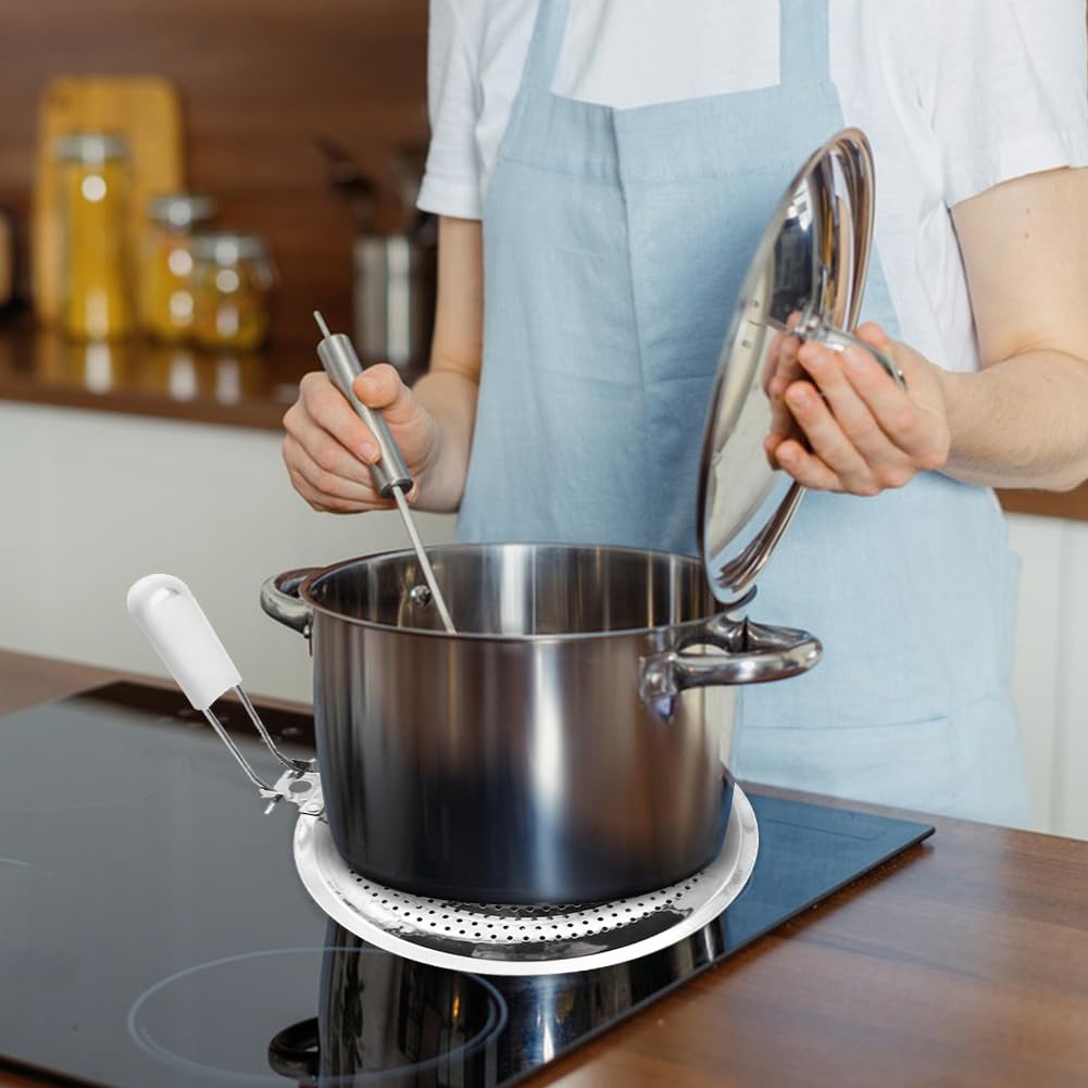 Heat Diffuser Flame Reducer Simmer Plate, Stainless Steel Heat Diffuser for Gas and Electric Stove, Induction Cooktop Compatibility, Flame Guard for Gas Top Cooking(size:7.99 x 7.36inch)