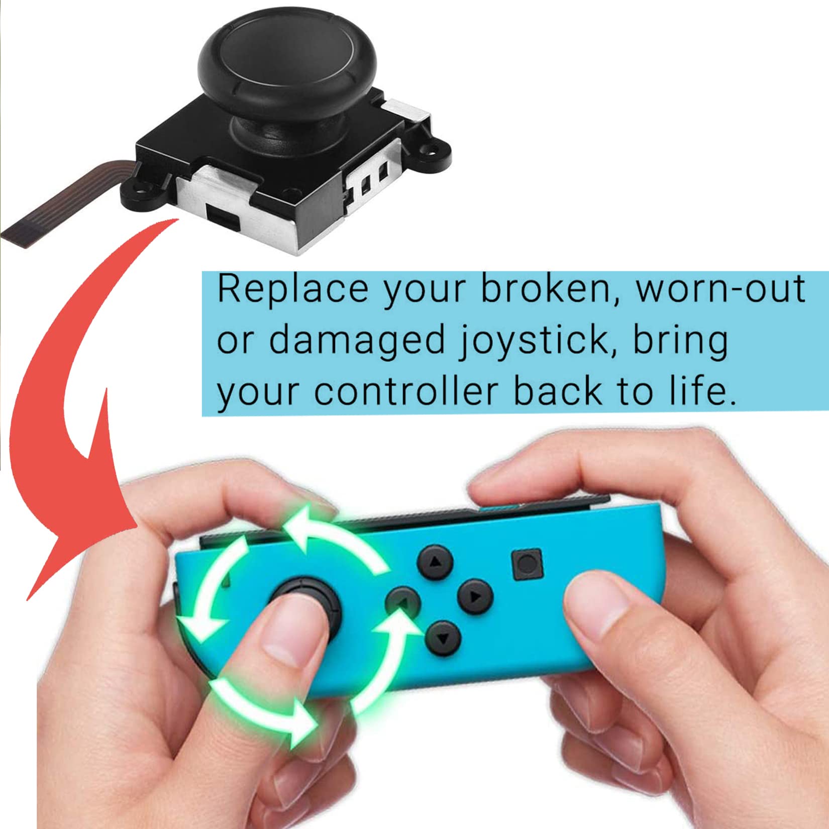 Joycon Joystick Replacement for Nintendo Switch - Replacement Joystick Analog Thumb Stick for Nintendo Switch Lite & Switch OLED Joy Con, Left/Right Analog Joystick with Thumbstick Grips, 6 Pack