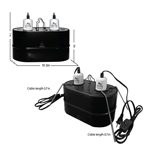 MCLANZOO Dual Reptile Light Fixture Deep Dome,UV Lamp Fixture for Reptiles Terrarium with Two Independent Switches Heat Lighting Lamp Kit.