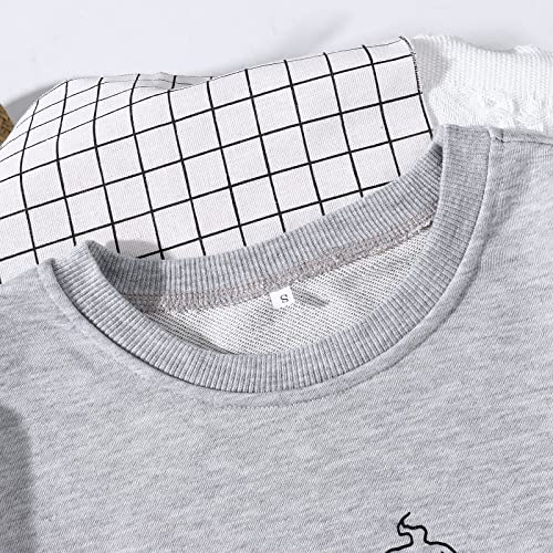 MODNTOGA Coffee Skeleton Sweatshirt Women Halloween Sweatshirt Long Sleeve Skeleton Drinking Coffee Crewneck Pullover Tops (Grey, M)