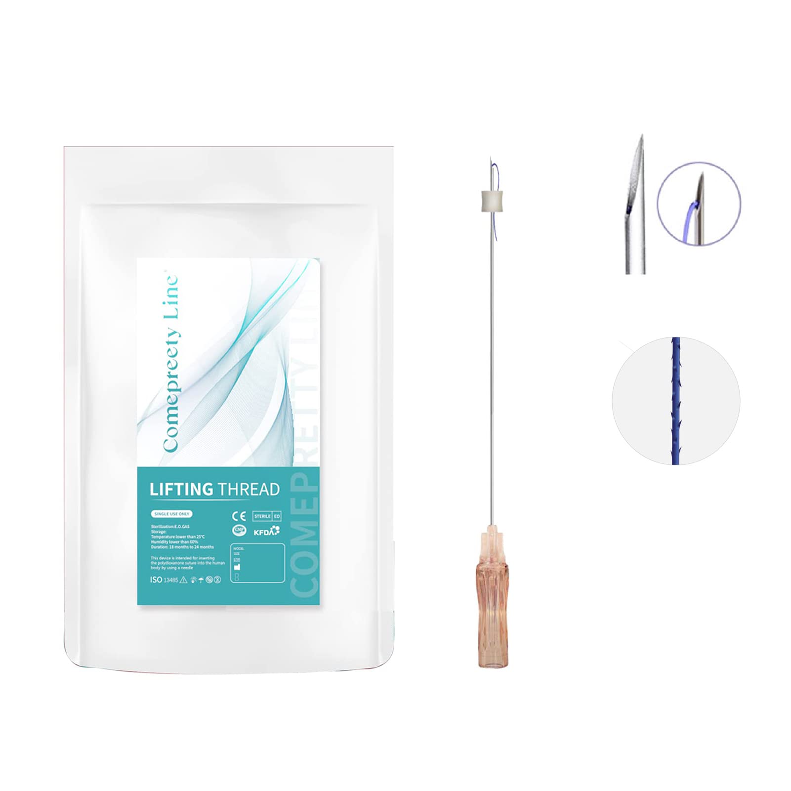 Joyfiller PDO 4D Cog Threads with Sharp Needle for Face Eyebrow Lift 360R Bidirection Cog Type (19G100MM150MM)