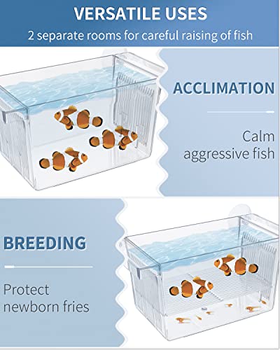 Pawfly Aquarium Fish Breeding Box Acrylic Hatchery Incubator Tank with Suction Cups Small Isolation Box for Baby Small Fish Shrimp and Betta