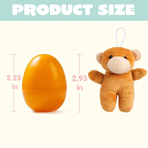 JOYIN 15 Pcs Prefilled easter eggs with Plush Animals for Kids, Filled with Mini Animal Keychain for Easter Basket Stuffers easter egg Hunt, Party Favors and Classroom Prize Supplies