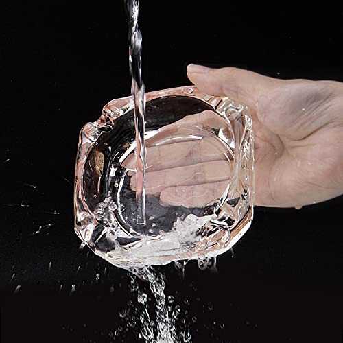 ZKKD Glass Ashtray, Home Ashtrays for Cigarettes, Outdoor Ashtray for Weed, Cigar Cool Ashtrays Cute Ashtray Square Transparent