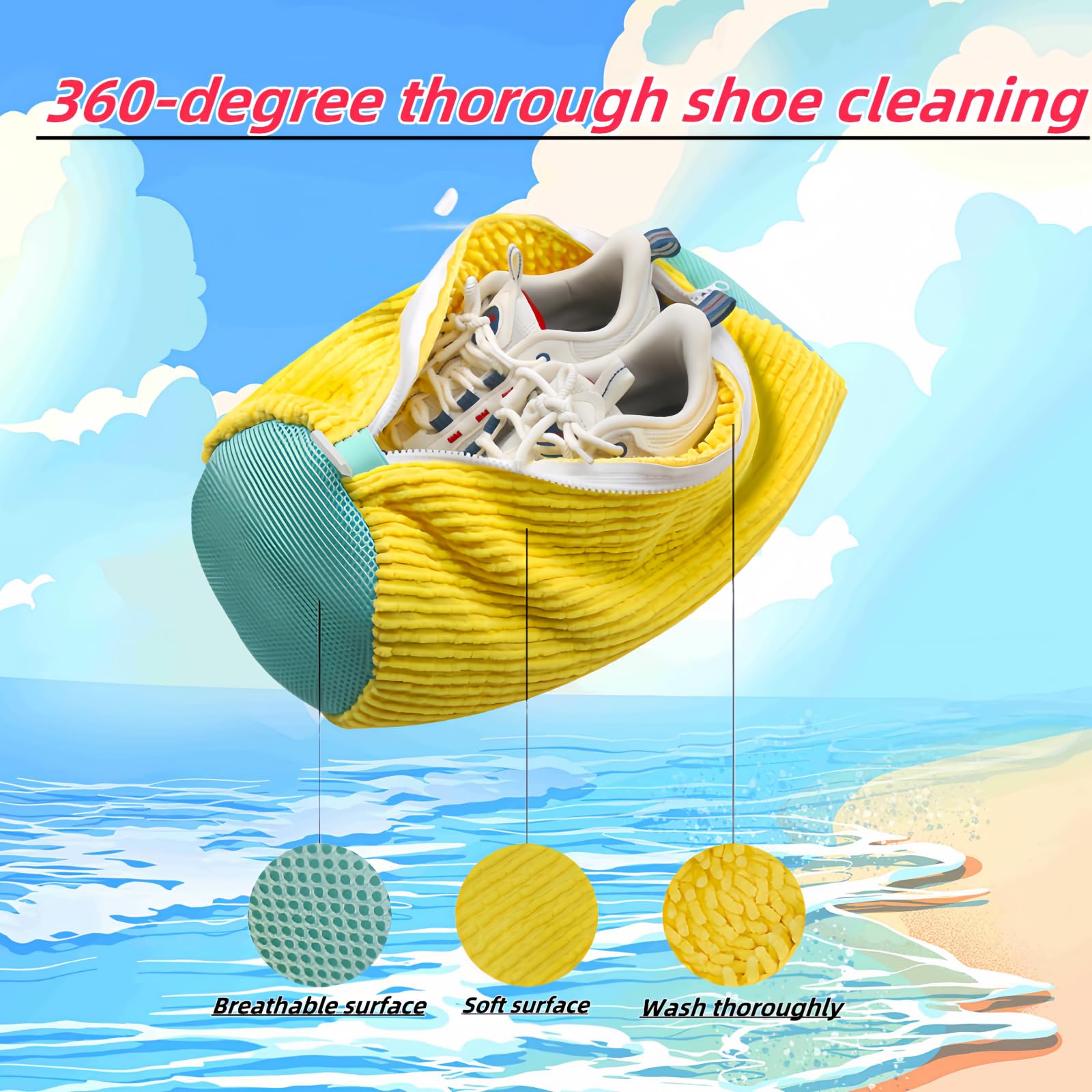 Laundry Shoe Bag,Shoe Cleaning Bag,Unbloo Shoe Bag For Washing,Laundry Shoe Bag For Washer And Dryer,Shoe Bag For Washing Machine,Shoe Laundry Bag,Shoe Washing Machine Bag(2 Yellows)