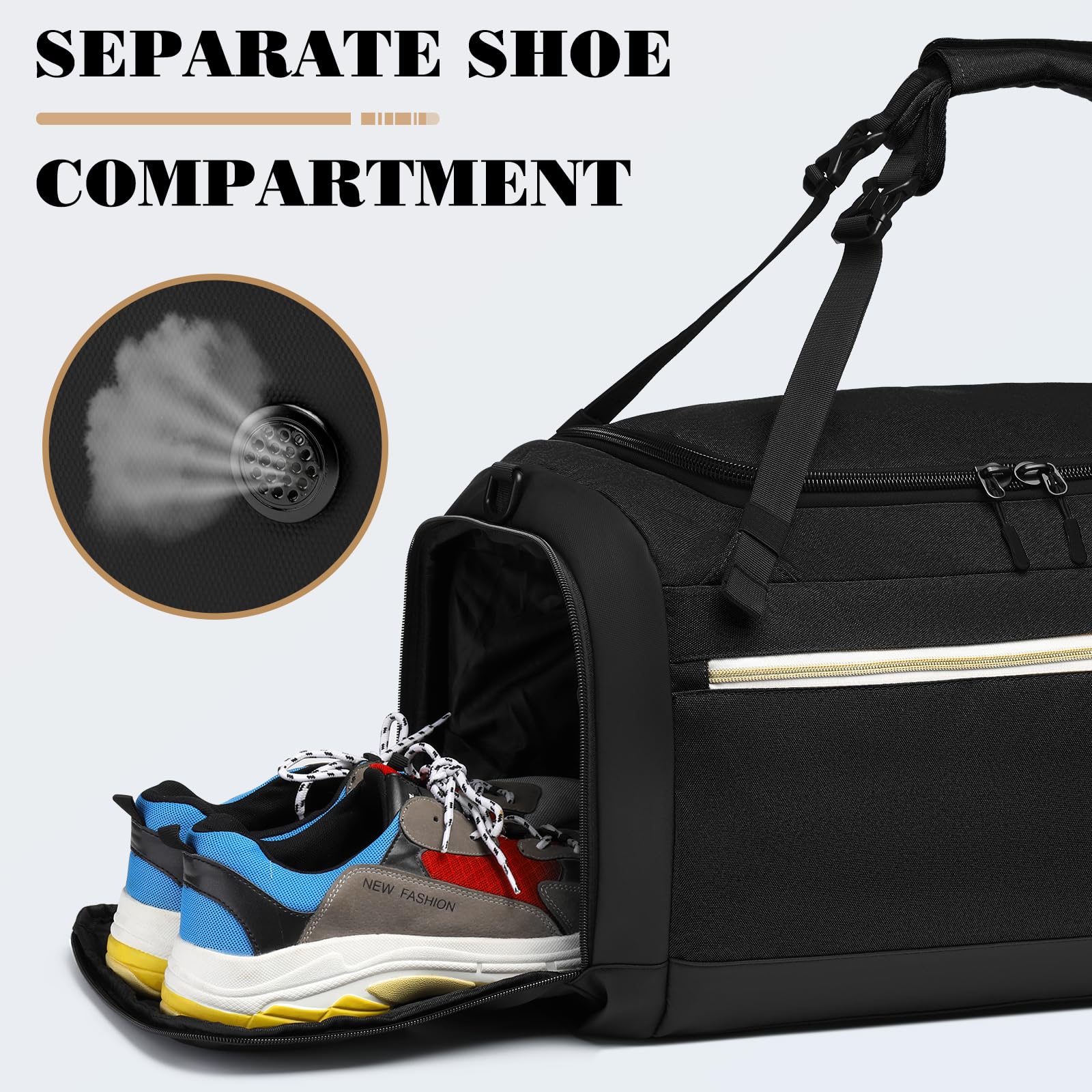 Cico Rider Gym Duffle Bags for Men with Shoe Compartment Wet Pocket 3-Way Large Sports Duffel Bag Backpack