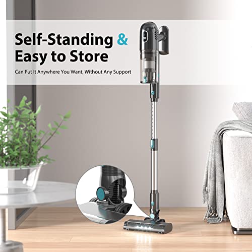 PRETTYCARE Cordless Vacuum Cleaner, 30Kpa Powerful Stick Vacuum with Brushless Motor, 45 Mins Long Runtime, LED Touch Display, Self-Standing Vacuum Cordless for Home Hard Floor Carpet Pet Hair, P1 Pro
