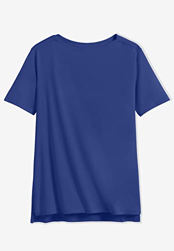 Woman Within Women's Plus Size Perfect Short-Sleeve Boatneck Tunic - 2X, Pink