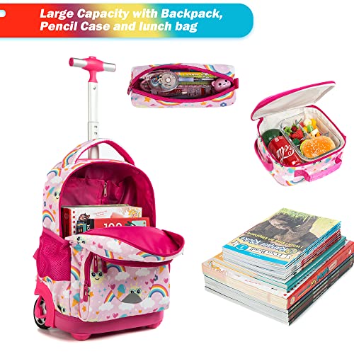 MOHCO Rolling Backpack 16 inch Kids Wheeled School Backpack Set for Boys and Girls