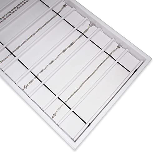 CuteBox Company White Plastic Tray (14.75β x 8.25β x 1β) with 10-Bar Compartments White Wooden Tray Insert for Jewelry Storage, Organization, Merchandise, Display