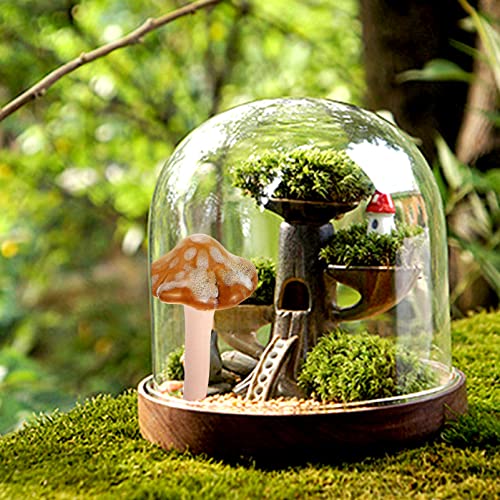 GANAZONO Glass Containers 4pcs Mushroom Ornament Vintage Ceramics Moss Mini Mushrooms