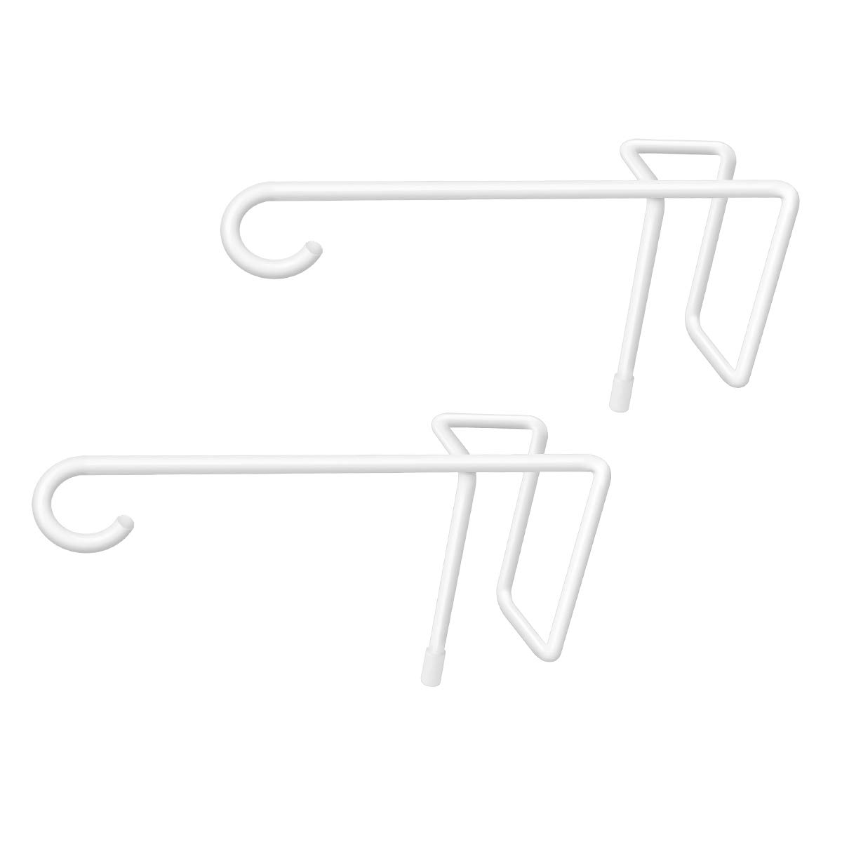 JOYSEUS 2 Pack Vinyl Fence Hooks, 5 x 10 Inches Durable White Powder Coated Steel Fence Hanger for Light, Hanging Plants, Bird feeders, Lights, Pool Equipment…