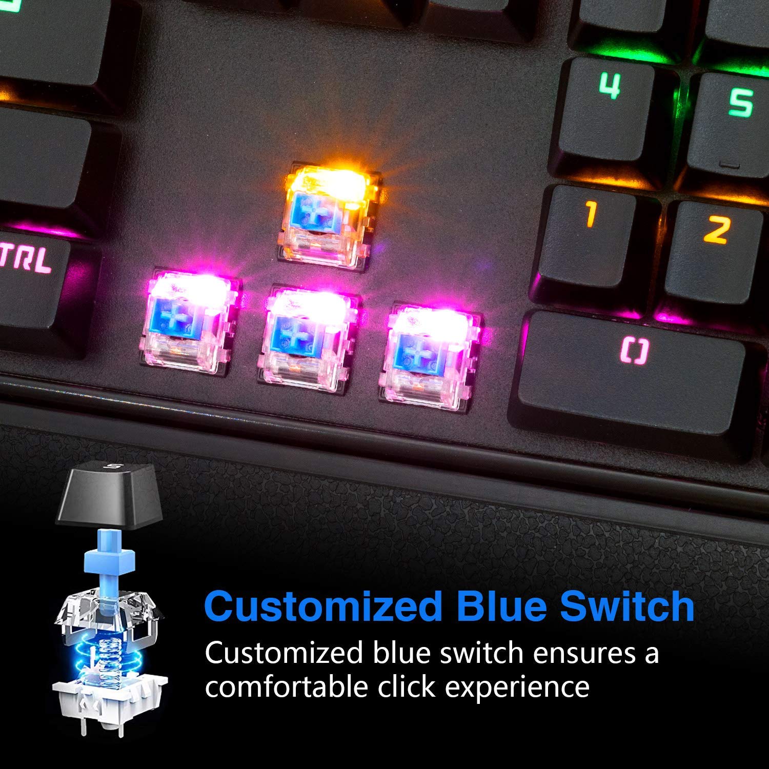 CHONCHOW Mechanical Gaming Keyboard, USB Wired RGB 108 Keys Gaming Keyboard Compact LED Rainbow Backlit Mechanical Gaming Keyboard for PS4 Xbox PC Gamer