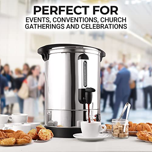 Zulay Premium 50 Cup Commercial Coffee Urn - Stainless Steel Large Coffee Dispenser For Quick Brewing - Automatic Hot Water Dispenser - Ideal for Large Crowds - Perfect for Any Occasion