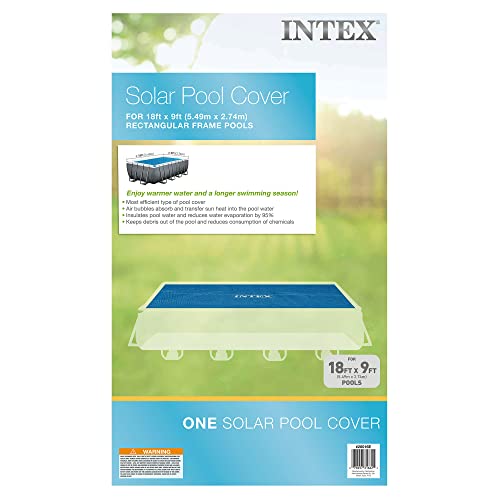 INTEX 28016E Solar Pool Cover: For 18ft Rectangular Frame Pools β Insulates Pool Water β Reduces Water Evaporation and Chemical Consumption β Keeps Debris Out
