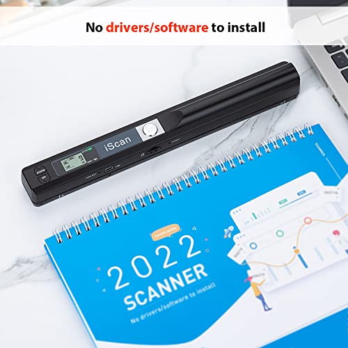 Portable Scanner 900 DPI A4 Document Scanner Handheld for Business, Photo, Picture, Receipts, JPG/PDF Format Selection, Support Micro SD (Not Included) Card, Include a Pair of AA Batteries