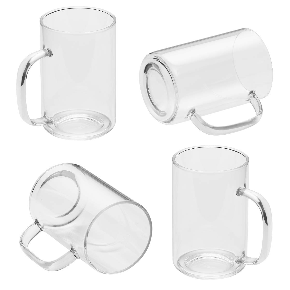 Enindel 3025.01 Simple Style Coffee Mug, Large Glass Coffee Mugs, Clear Tea Cup, 16 OZ, Set of 4