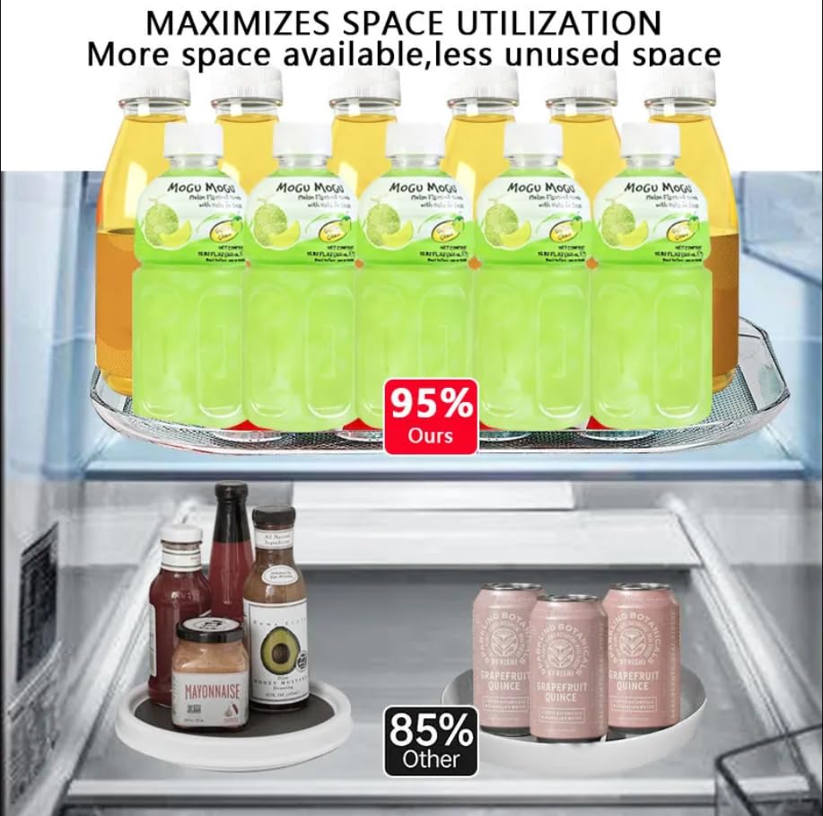 Clear Square Lazy Susan Turntable Organizer for Refrigerator-RectangleTurntable Organizer Clear for Kitchen Countertop,Storage Cabinet, Pantry, Fridge-15.74in