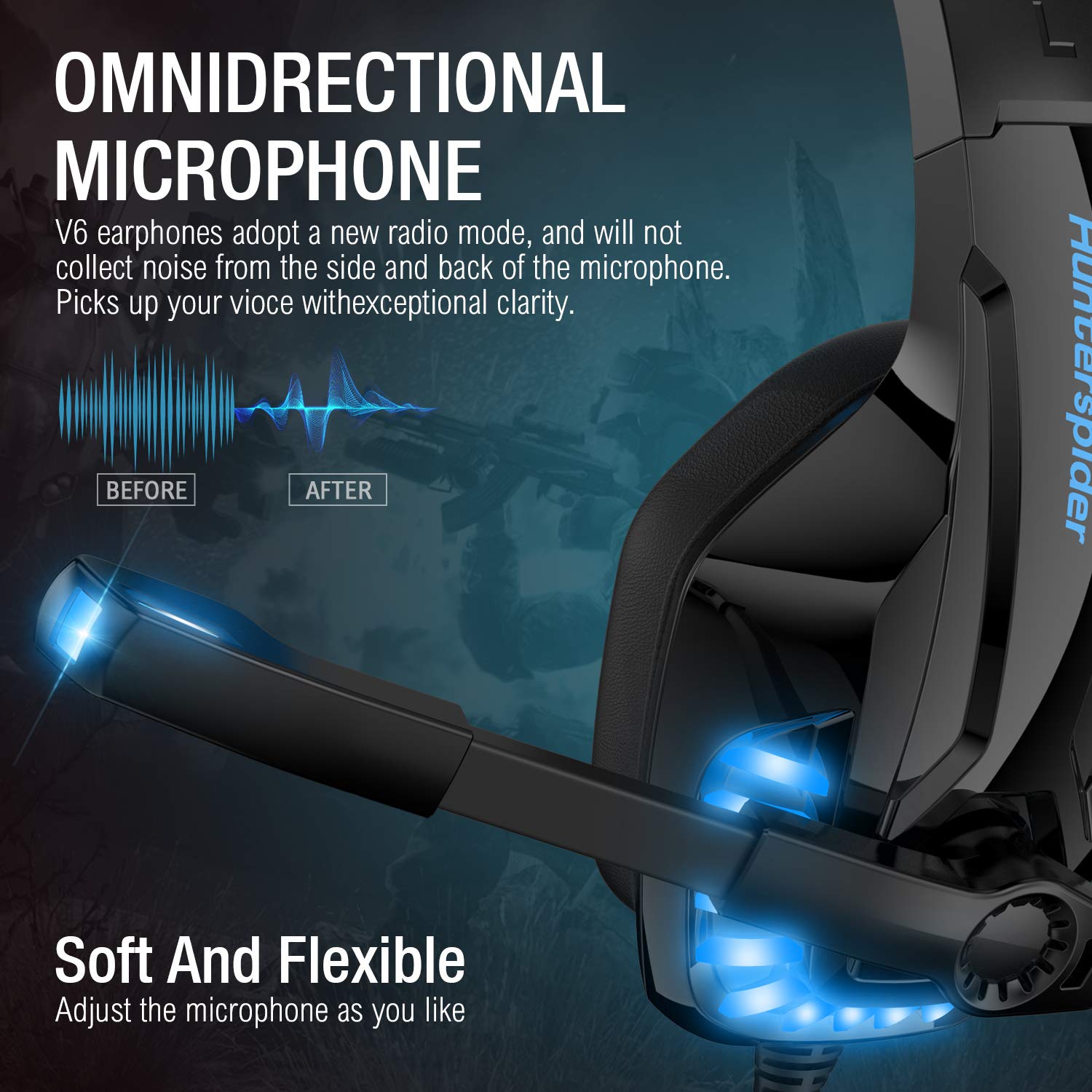 CLEVO Gaming Headset, PC PS4 Headphone with Microphone Stereo Sound - Noise Cancelling Over-Ear Headphones with Mic 3.5mm Jack Volume Control LED Light