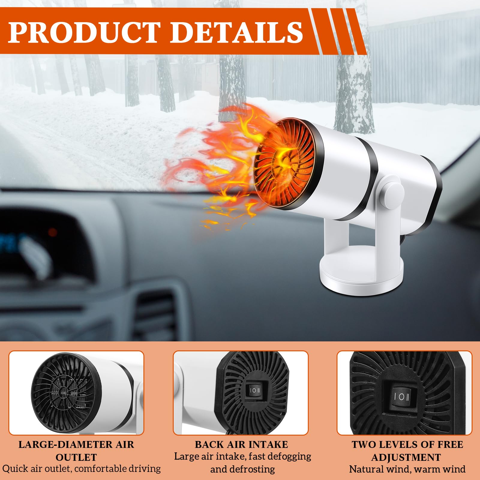 Datanly Portable Car Heater 12V Car Heater That Plugs into Cigarette Lighter, Defroster for Car Windshield, 150W 2 in 1 Heating and Cooling Fast Heating Defrost Defogger Rotation Fan(1 Pcs)
