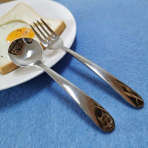WEKTUNAA Stainless Steel Child Toddler Flatware Set-6 pieces-Kids Fork and Spoon, Mirror Polished, Back to school lunch supplies