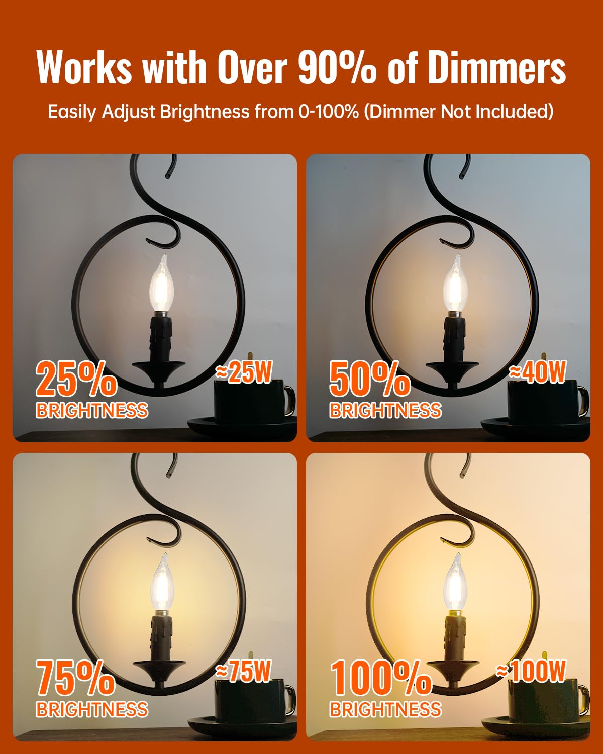 OMED E12 LED Candelabra Bulb 100 Watt Equivalent, 2700K Soft White, Dimmable LED Chandelier Light Bulbs, 7W 1000 Lumen Clear LED Candle Light Bulbs for Living Room, Light Fixture, 6 Pack