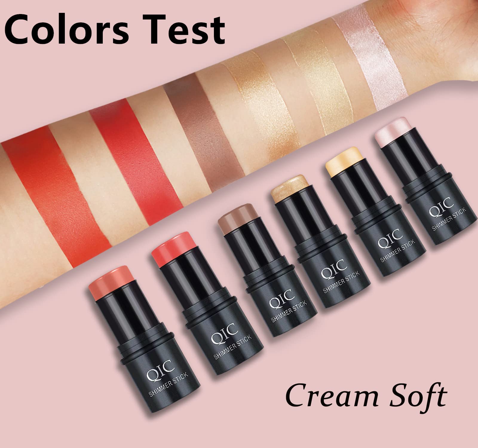 Go Ho 3PCS Cool-tone Contour Highlight Blush Stick Set,Cream Contour Stick Kit,Long-Wearing,Natural-Looking Contouring Face Foundation Makeup -Shimmer Highlighter,Blush&Bronzer Shading Contour