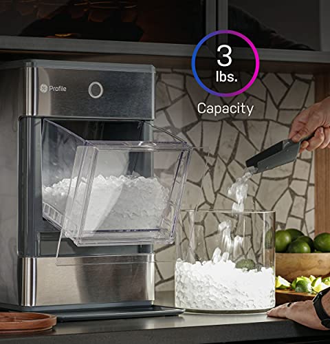 GE Profile Opal | Countertop Nugget Ice Maker | Portable Ice Machine Makes up to 24 lbs. of Ice Per Day | Stainless Steel Finish