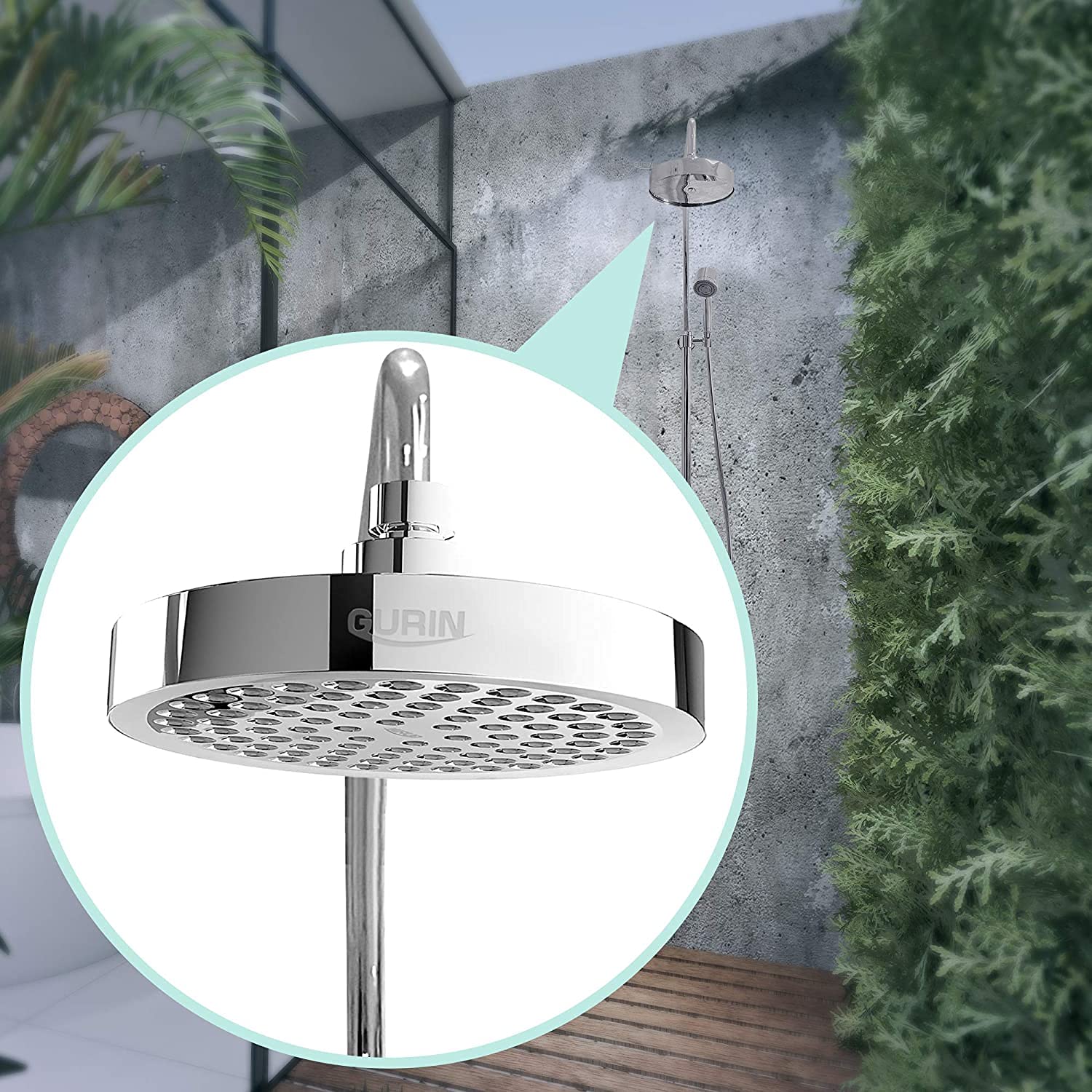 GURIN Shower Head High Pressure Rain, Luxury Bathroom Showerhead with Chrome Plated Finish, Adjustable Angles, Anti-Clogging Silicone Nozzles (California 1.8 GPM)