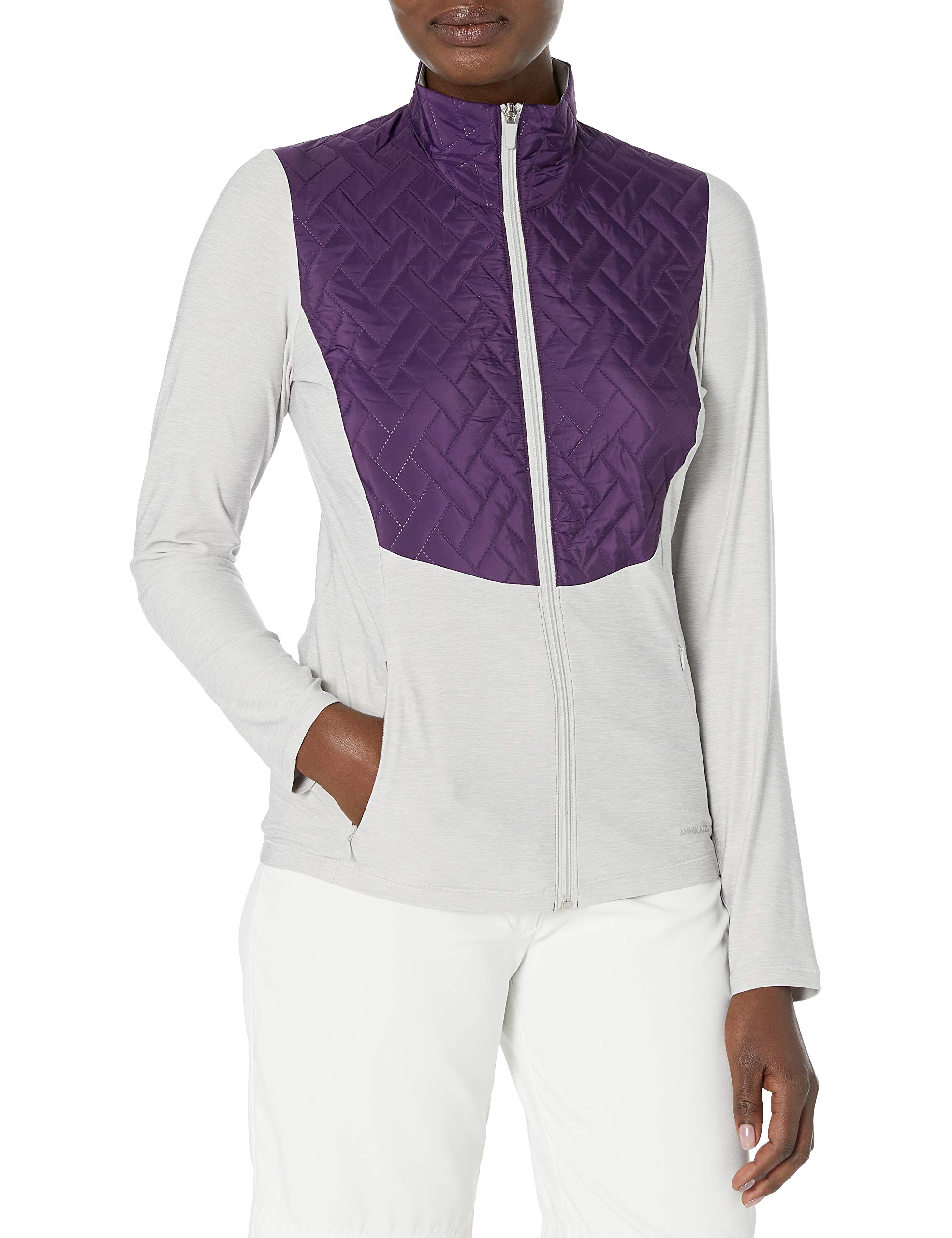 Cutter & Buck womens Lightweight Full Zip Propel Hybrid Quilded Color Block Jacket, Black Impulse/Crystal Heather, X-Small US