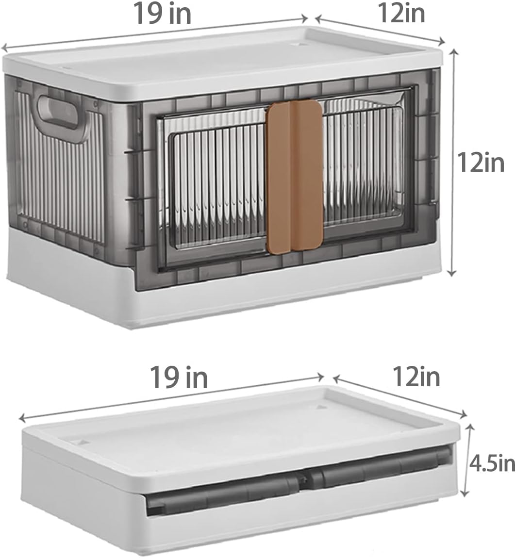 Closet Organizers and Storage 8.4Gal, Storage Bins with Lids and Wheels, Folding Trunk Organizer with Lid and Lashing Buckles, Storage Containers Organizer for Bedroom Living Room Study Office (3Pack）