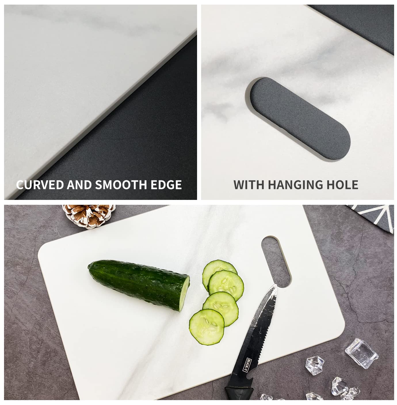 Cutting Boards for Kitchen Sintered Stone Cutting Board Serving Tray for Cheese Pastries 11.8x7.9x0.48 Inch Cutting boards for kitchen vegetables, fruits, cheesecakes, ready-to-grill
